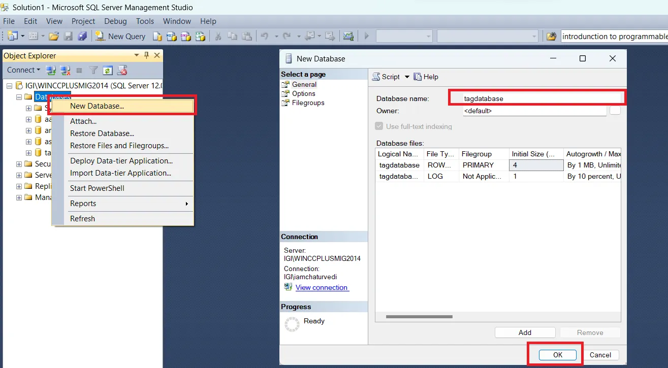 Configuring a MSSQL Database Connection with Vbscript in wincc Configuring a MSSQL Database Connection with Vbscript in wincc